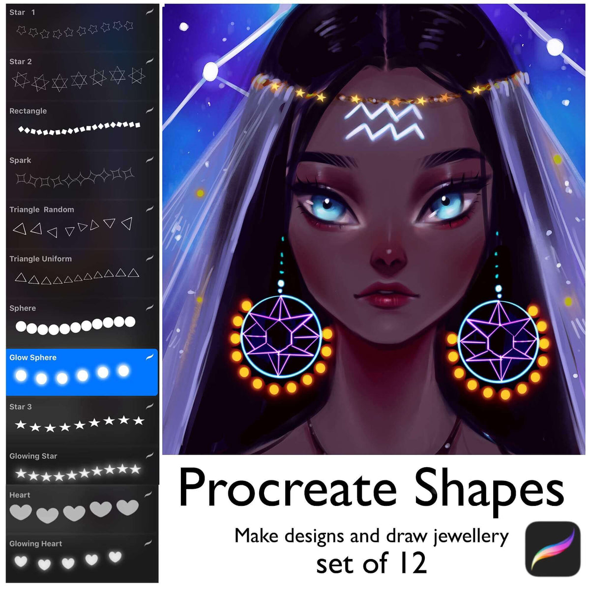 Muzenik Procreate Shape Brushes: Perfect for creating Jewellery or dif ...